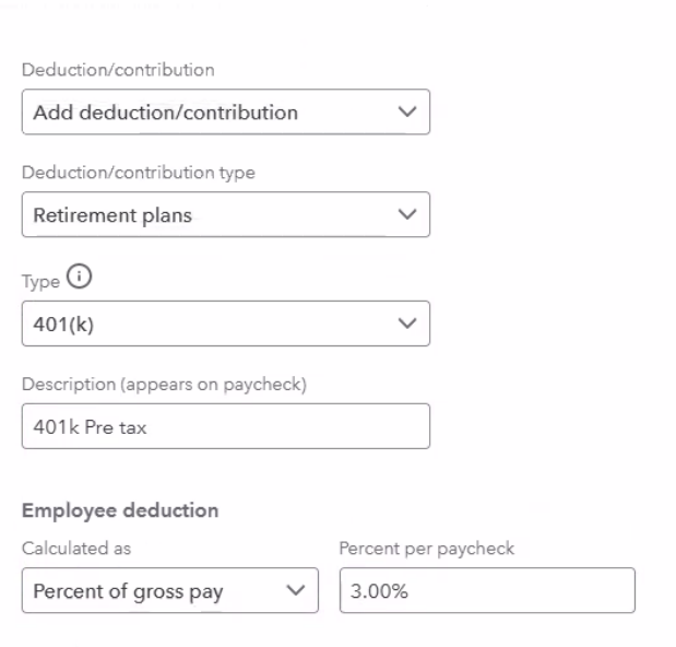 How to Set up Deduction and Match In Quickbooks